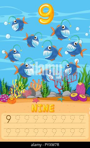 Math counting fish worksheet illustration Stock Vector Image & Art - Alamy