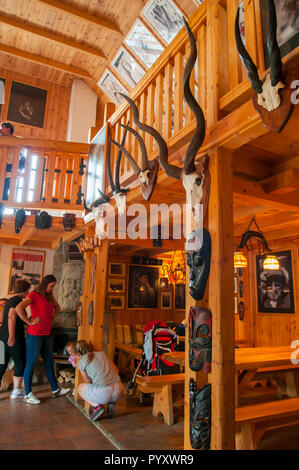 Cisna, Poland, July 2018. Famous Siekierezada bar in Cisna. Interior of ...