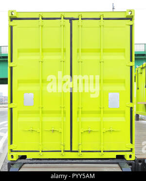 Closed Doors at Green Cargo Container Stock Photo - Alamy