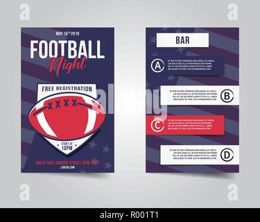 American football flyer. Sports party night layout, brochure. Modern ...