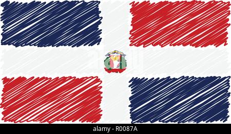 Vector Drawing of Sketch Style Dominican Republic Flag Stock Vector ...