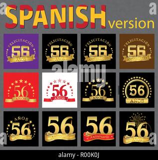 Spanish golden number fifty-six years (56 years) celebration design ...
