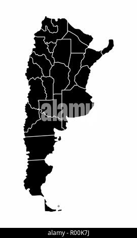 Argentina map in dark color, oval map with neighboring countries ...