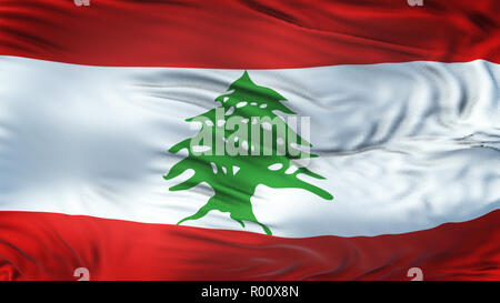 Flag of Lebanon. Realistic waving flag 3D render illustration with ...