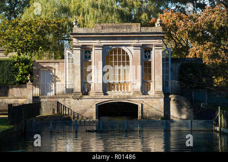 Longleat lake boat house / boathouse; original stone arch for entry to ...