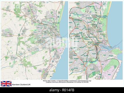Road Map of Aberdeen, Scotland Stock Photo: 126292581 - Alamy