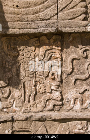 The stone skull platform (tzompantli), decorated with images of ...