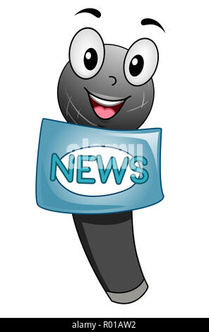 Newspaper and microphone isolated on white background. 3D illustration ...