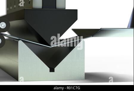 bended metal sheet, bending machine 3d render Stock Photo - Alamy