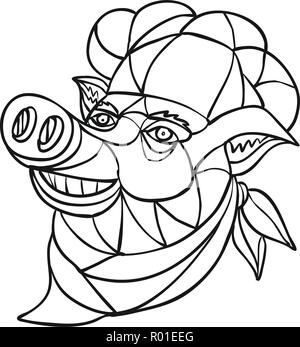 Head of a pig in chef hat. Best pork. Template design for label pork ...
