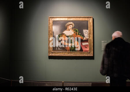 Lorenzo Lotto, Portrait of a Woman inspired by Lucretia 1533 Oil on ...