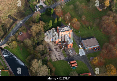 Aerial view of Bratch Locks on the Staffordshire and Worcester Canal at ...