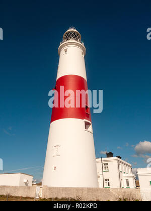 white and red large lighthouse isle of portland weymouth building ...
