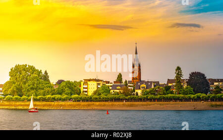 Skyline of Bonn, Germany. Beautiful night shot of great german city ...