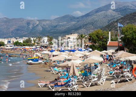 View of beach and resort, Stalis (Stalida), Irakleio Region, Crete ...