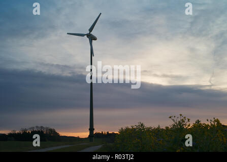 Small Electric Wind Power Station with One Tower in Morning Light at ...
