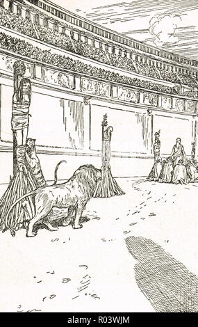 Combat with wild beasts in the Colosseum in ancient Rome Stock Photo ...