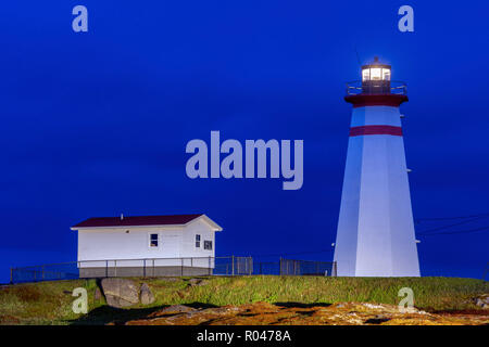 Cape Ray Lighthouse at night. Newfoundland and Labrador, Canada Stock ...