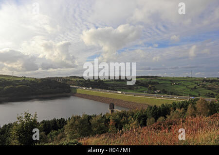 SCAMMONDEN DAM AND M62 MOTORWAY YORKSHIRE ENGLAND Stock Photo: 5362991 ...
