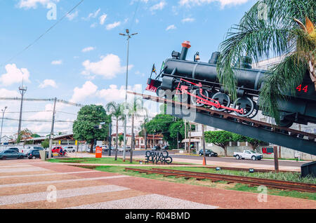 Campo Grande, Brazil - October 29, 2018: Monument of a big black train ...