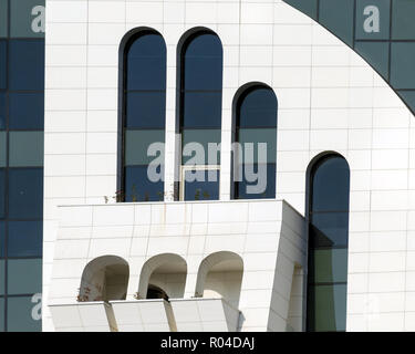 Facade of an unusual house. Blue house. Batumi architecture. People's ...