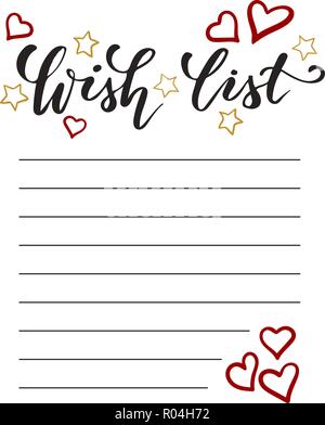 Planner, organizer template, wish list Cute vector illustration Stock ...