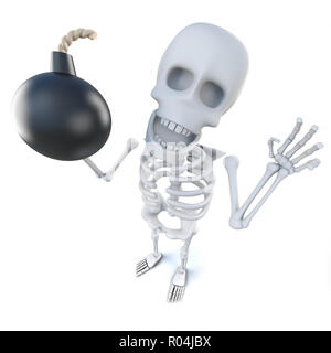 3d render of a funny cartoon skeleton holding an apple Stock Photo - Alamy