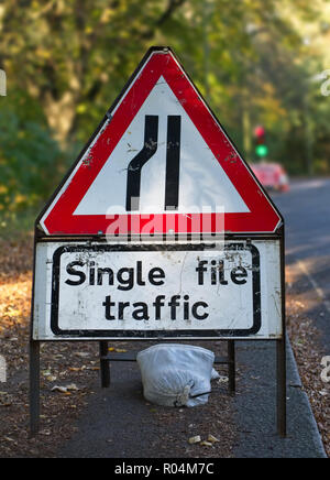 Sign: Single File Traffic, Danger do not proceed when water reaches ...