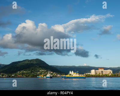 Apia Harbor on the island of Upolu, the second largest island in Samoa ...