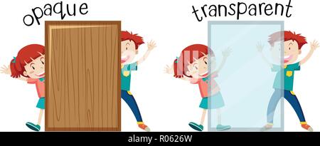 Opposite word of opaque and transparent illustration Stock Vector Image ...