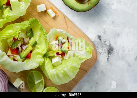 Low carb taco alternative - shell-less taco, copy space Stock Photo - Alamy