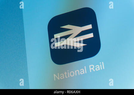 Close up of the The National Rail logo as seen on its website Stock ...