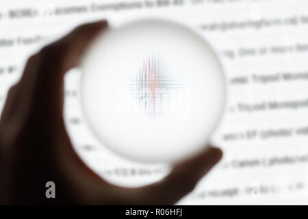 Crystal ball magnify computer screen, communication concept Stock Photo ...