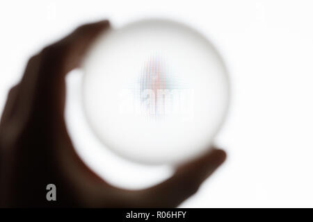 Crystal ball magnify computer screen word strategy Stock Photo - Alamy