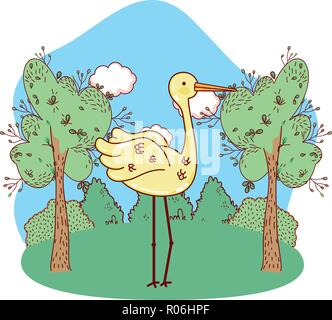 cute tork outdoors in nature scenery cartoon vector illustration ...