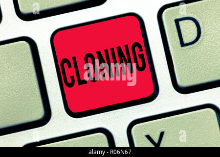 Handwriting text Cloning. Concept meaning Make identical copies of ...