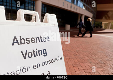 Absentee voting sign at Fairfax County Government Center building ...