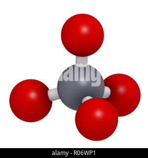 Permanganate anion, chemical structure. 3D rendering. Atoms are ...