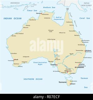 Australia country map simple outline vector illustration, blank ...