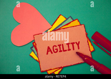 Text sign showing Agility. Conceptual photo Ability to move think ...