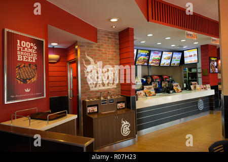 Interior service counter of a Burger King fast food restaurant in ...