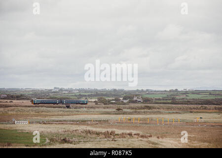 Arriva train at Rhosneigr station, Anglesey, North Wales, UK Stock ...