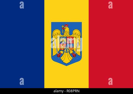 Romania official national flag and coat of arms, European Union, vector ...