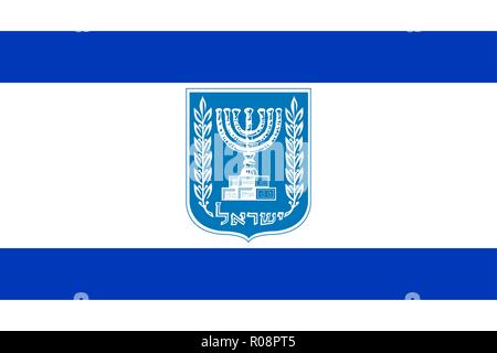 Israel coat of arms and flag, official symbols of the nation Stock ...
