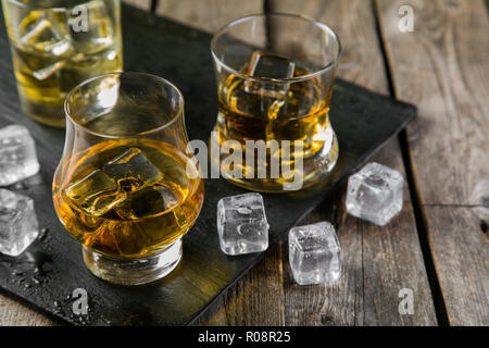 Different types of strong alcohol - bourbon, whiskey, scotch and cognac ...