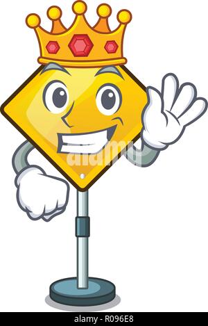 Warning sign King attention. Hazard Yellow Sign monarch. Crown on red ...