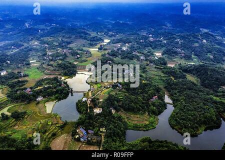 Chongqing, China. 3rd Nov, 2018. Chongqing, CHINA-Scenery of rural area ...