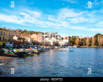 view of the burg of Marta on Bolsena lake, Lazio, Italy Stock Photo - Alamy