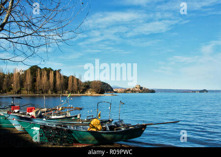 view of the burg of Marta on Bolsena lake, Lazio, Italy Stock Photo - Alamy