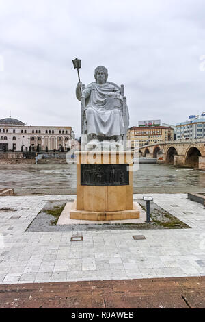 Byzantine Emperor Justinian I statue, Skopje, Macedonia Stock Photo - Alamy